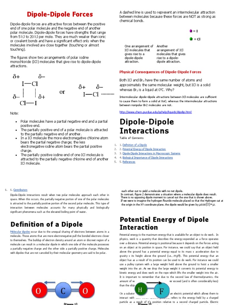 All About Dipole-Dipole | PDF | Intermolecular Force | Chemical Polarity