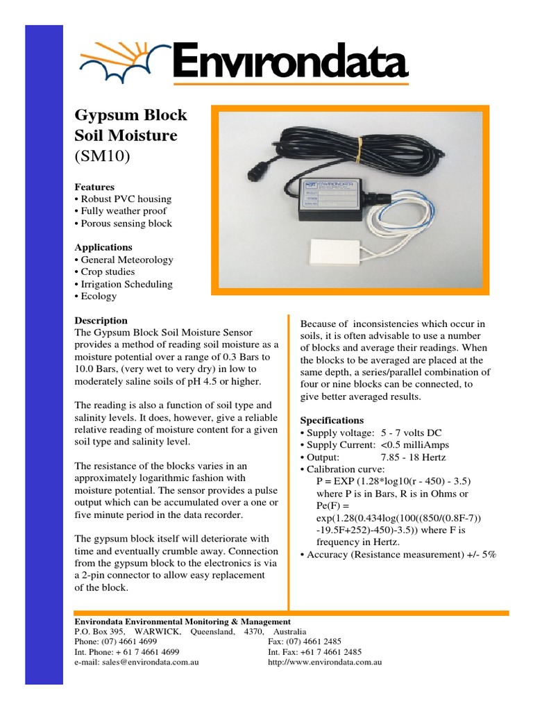 Gypsum Block Soil Moisture Sensor Guide | PDF | Science & Mathematics ...