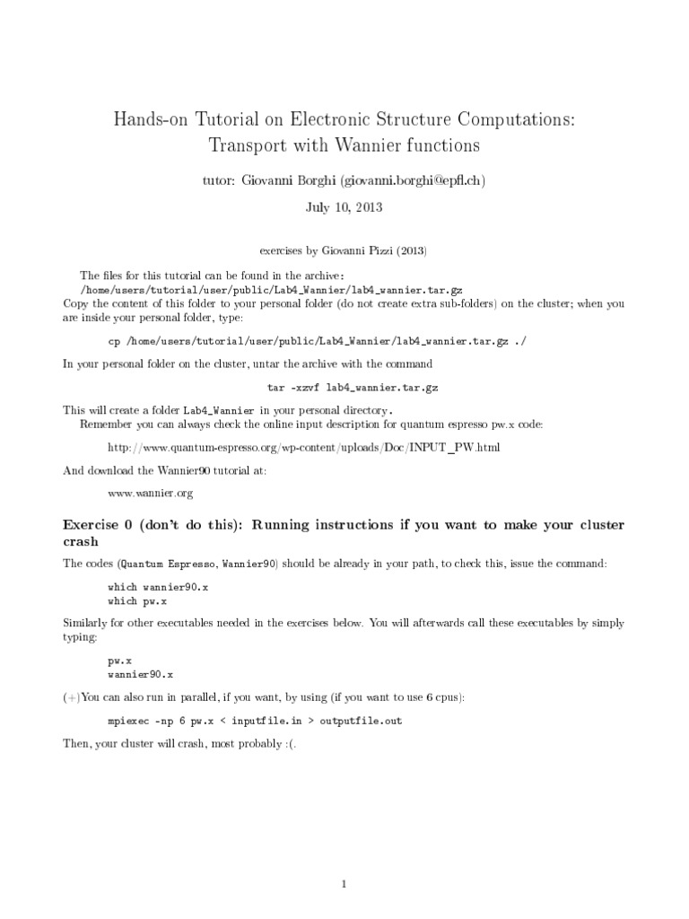 Wannier Tutorial | PDF | Electronic Band Structure | Directory (Computing)