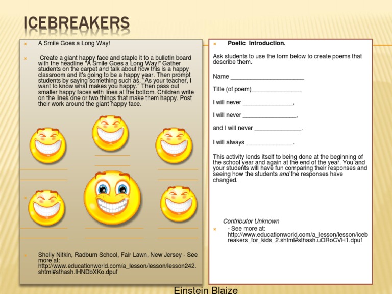 Fun Classroom Icebreakers for Kids | PDF