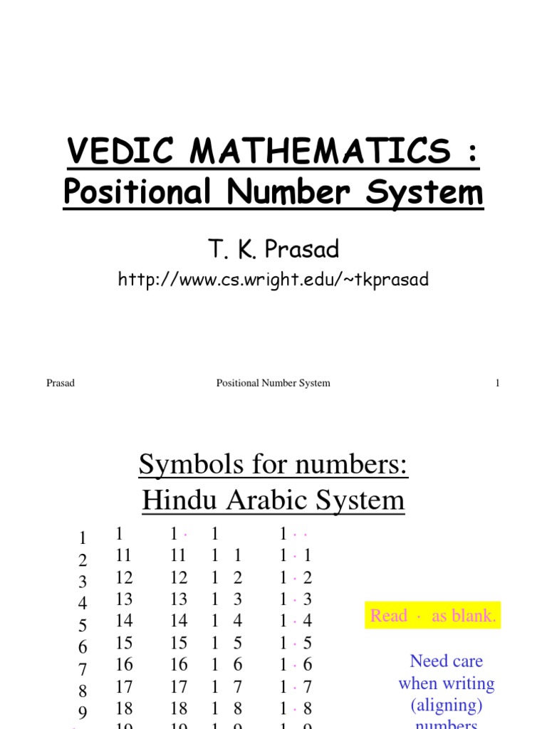 Vedic Mathematics and Positional Systems | PDF | Numbers | Vedas