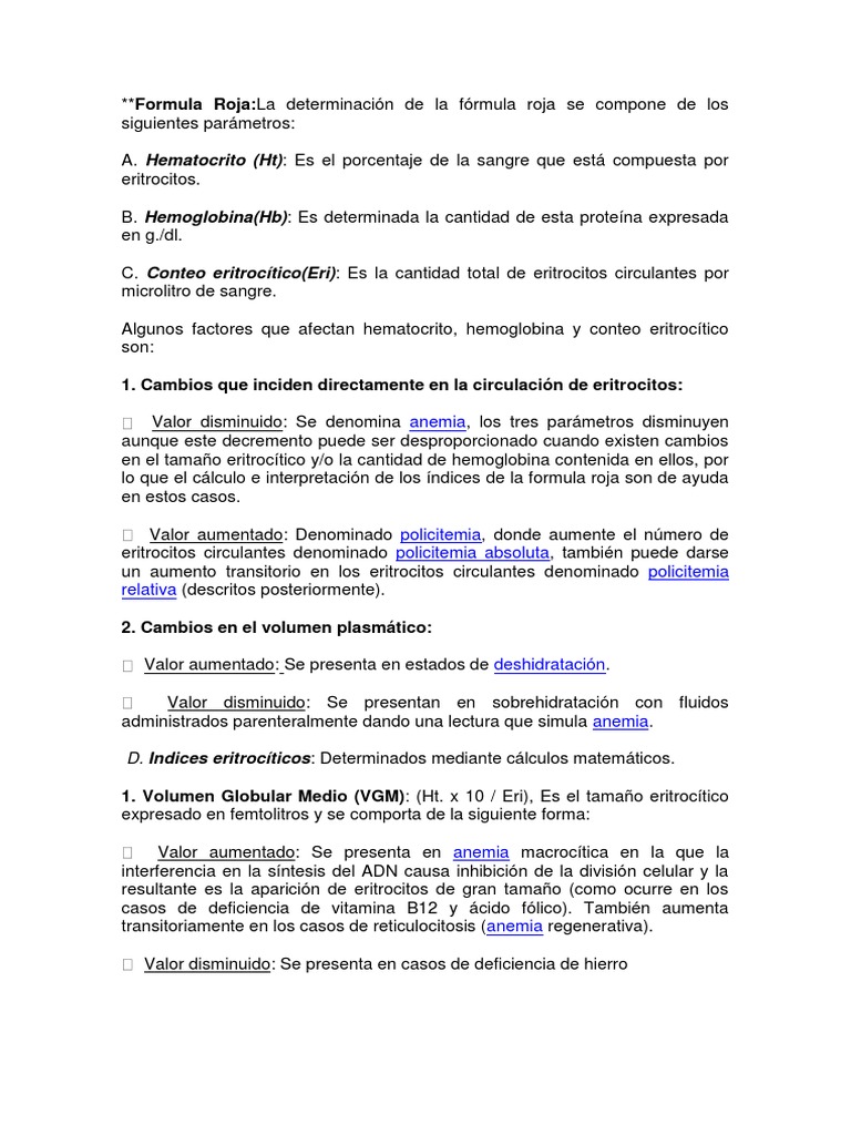 Formula Roja | PDF | Glóbulo rojo | Anemia