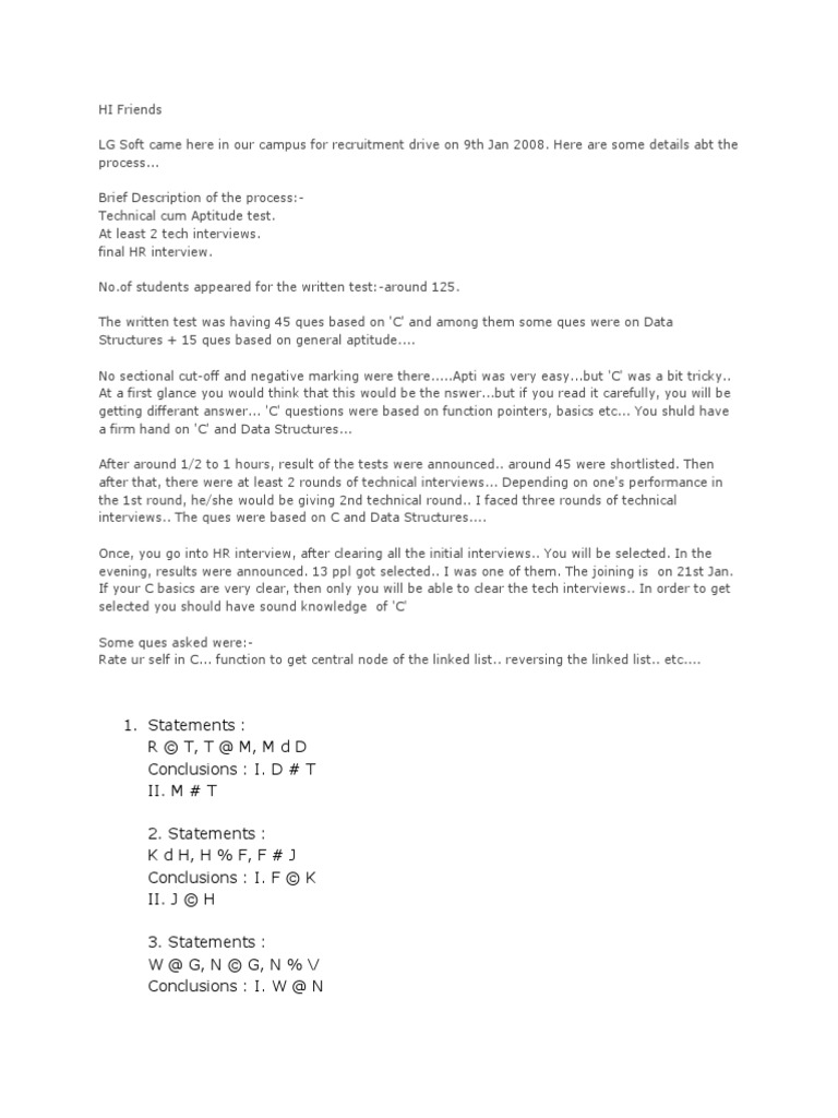LG Placemnt Papers | PDF | Computer Architecture | Software Development