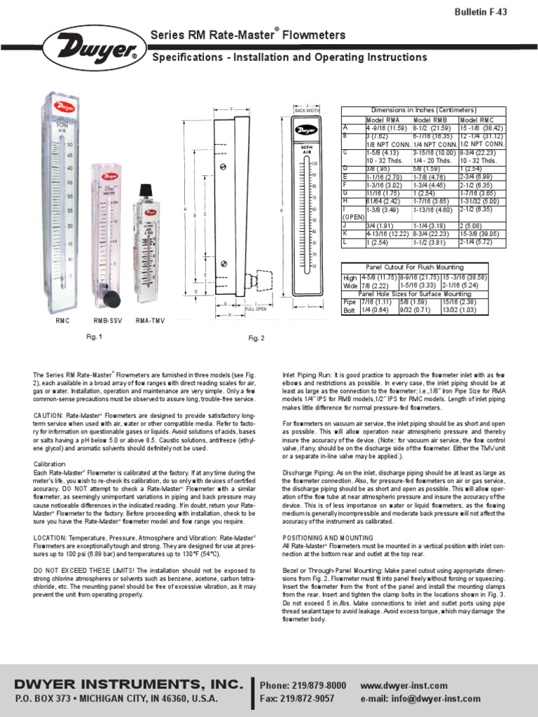 Series RM Rate-Master Flowmeters: Specifications - Installation and ...