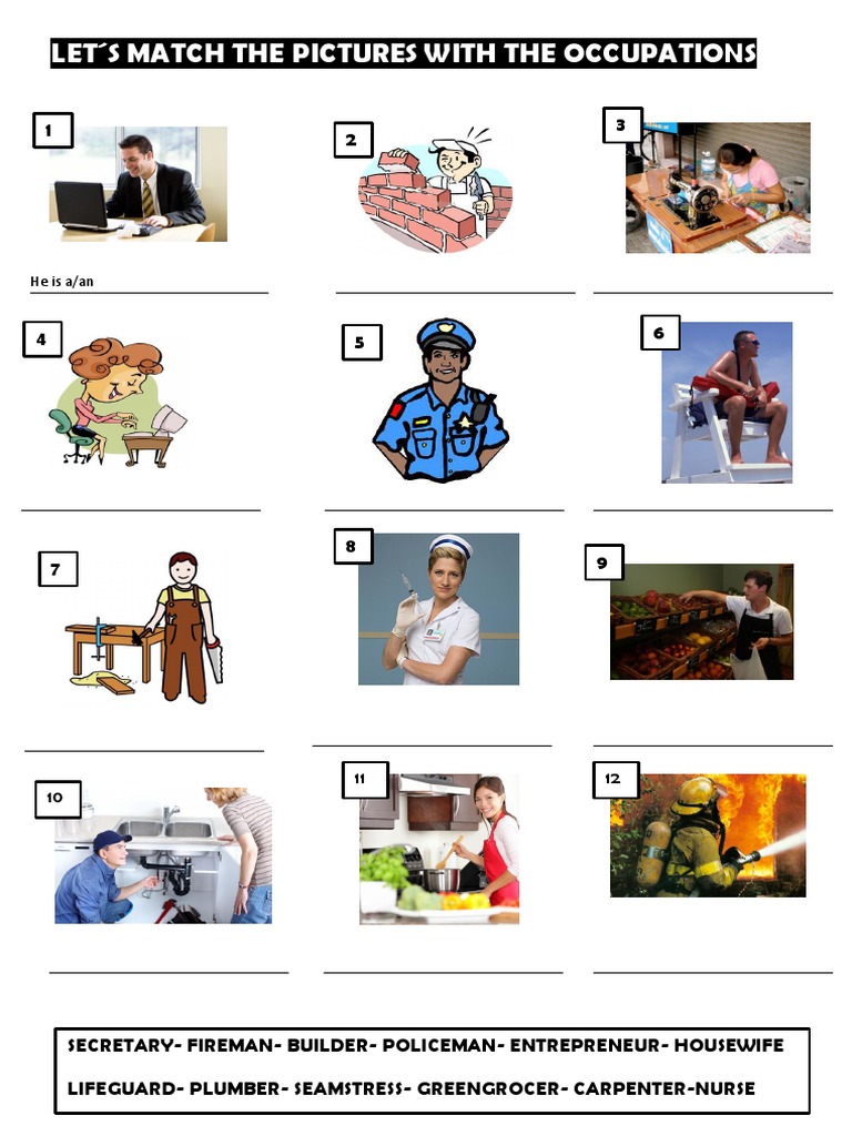 Let S Match The Pictures With The Occupations: He Is A/an | PDF