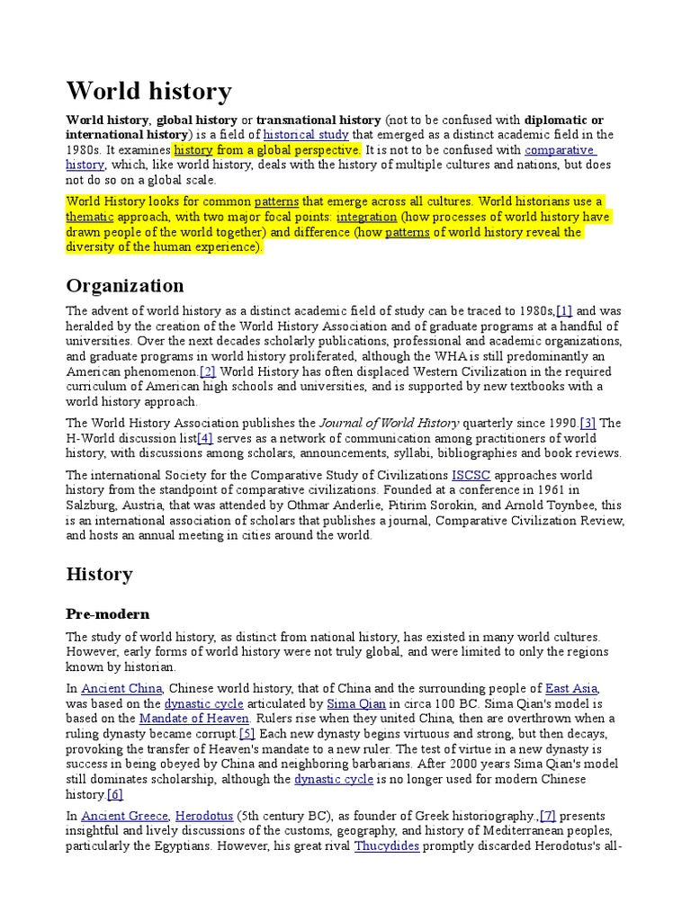 Overview of World History Studies | PDF | World History