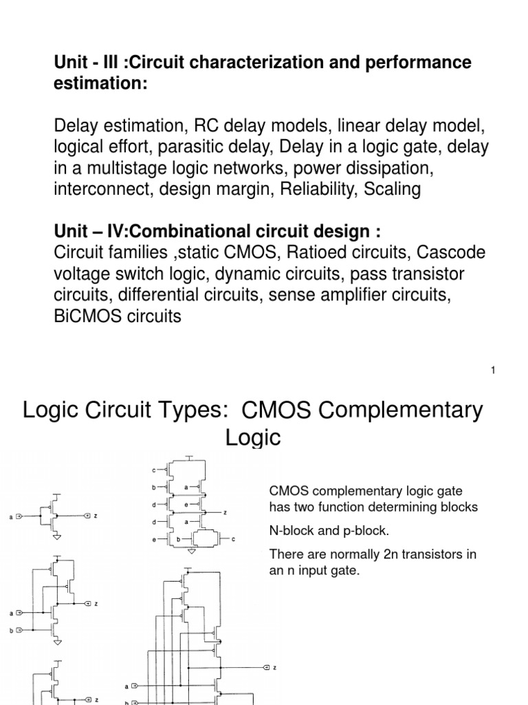 Unit - III:Circuit Characterization and Performance Estimation | PDF | Logic Gate | Cmos