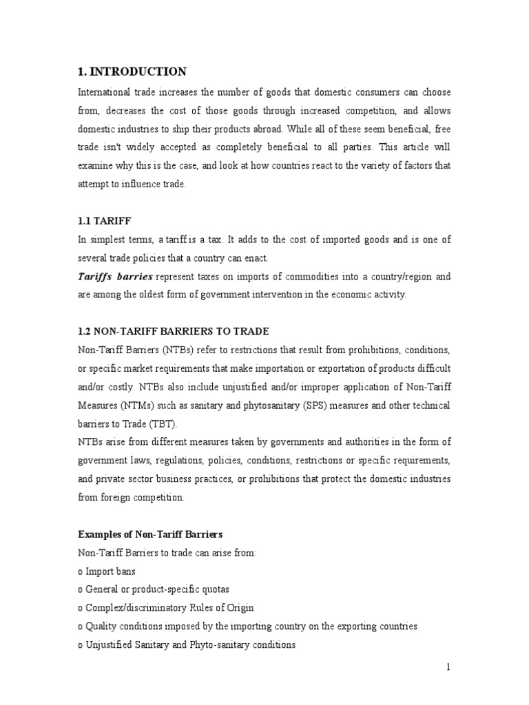 Project Report On Tariff and Non Tariff | PDF | Tariff | Non Tariff ...