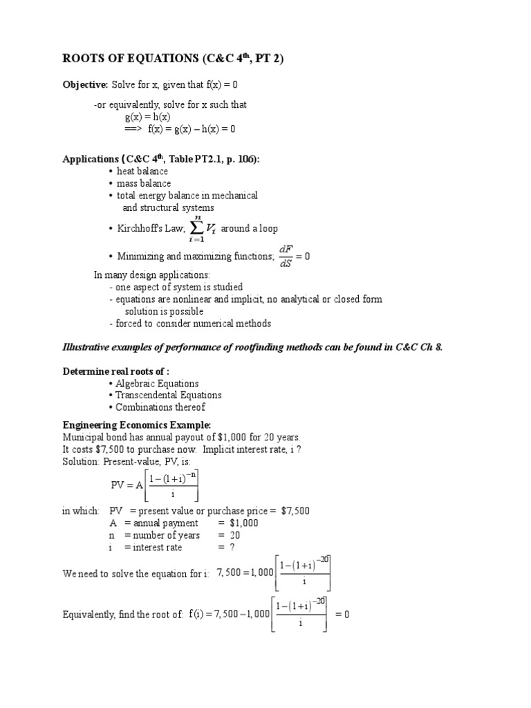Section 2 Rootfinding | PDF | Equations | Analysis