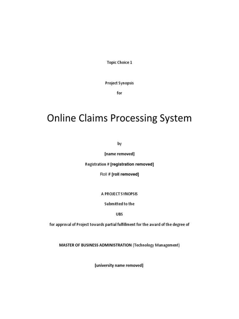 Online Claims Processing System Synopsis | PDF | Data Analysis ...