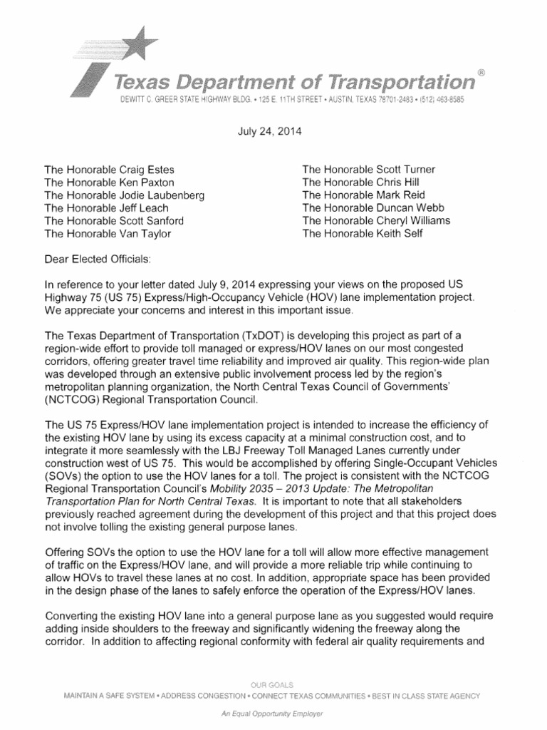 TxDOT 75 Response To Collin | PDF | Transport Infrastructure ...
