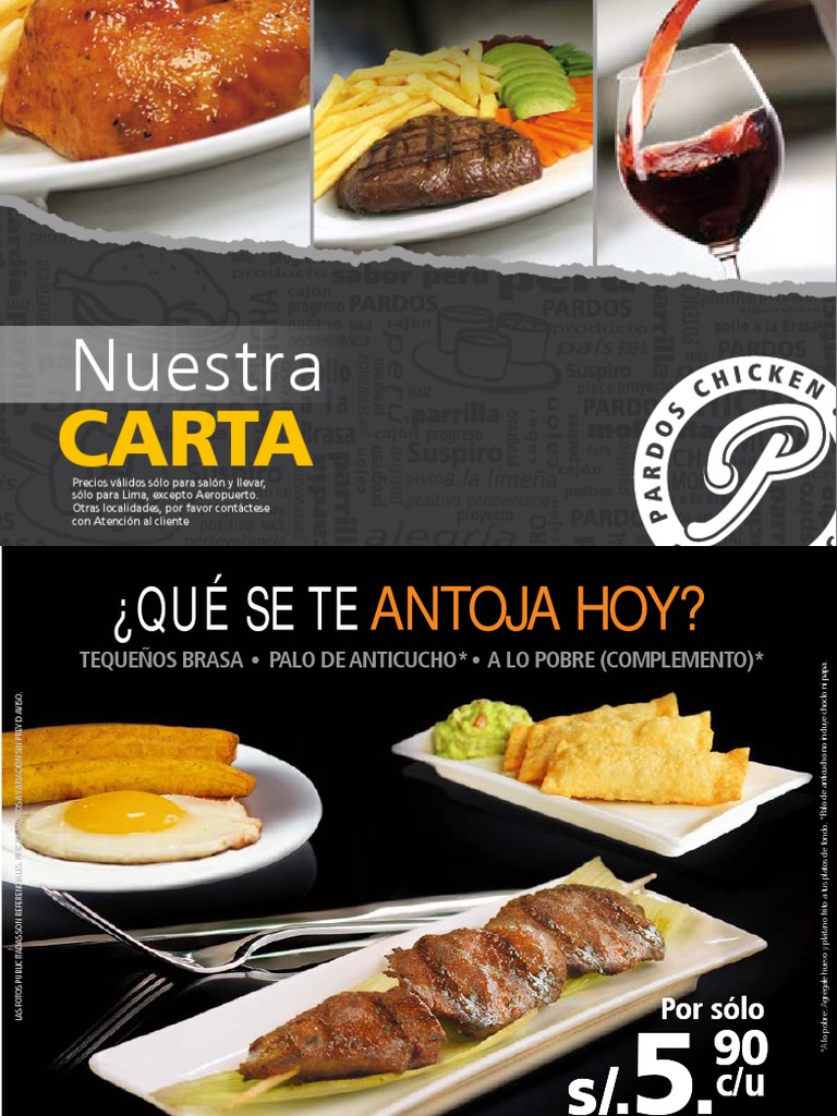 Carta 2024 de Pardos Chicken | PDF | Alimentos | Cocina