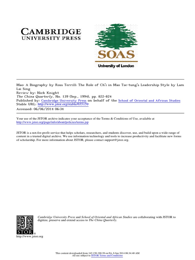 Review of Mao Biography by Ross Terrill | PDF | Mao Zedong | Marxism