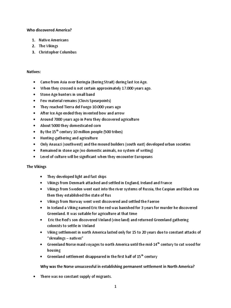 Who Discovered America? 1. Native Americans 2. The Vikings 3 ...