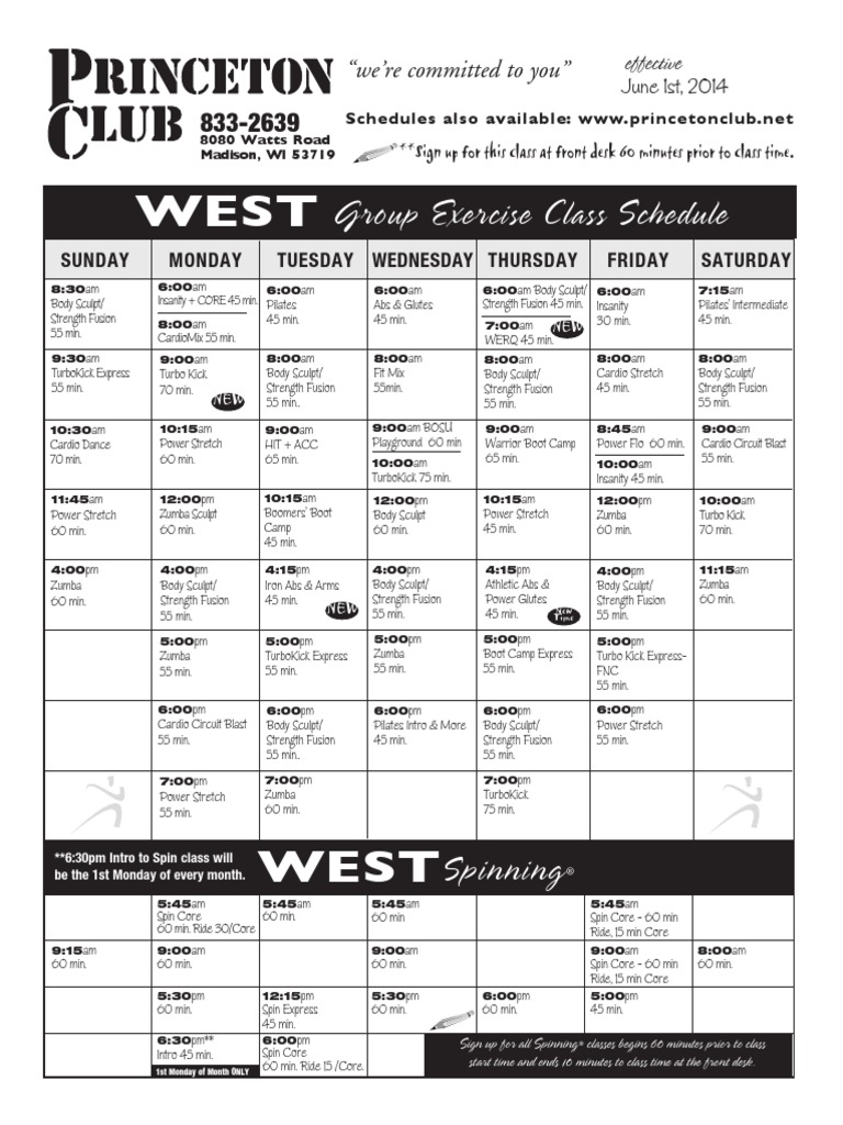 WEST Classes June 1st 14 | PDF | Aerobic Exercise | Physical Exercise