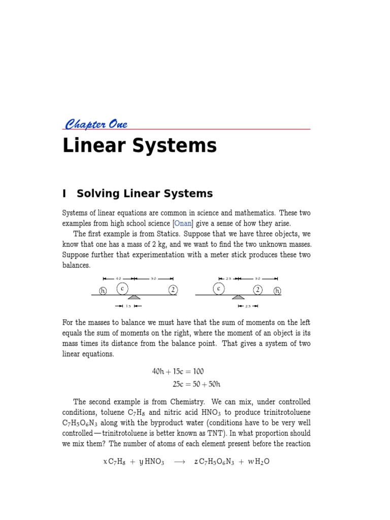 Hefferon Linsystems | Download Free PDF | Matrix (Mathematics) | System ...