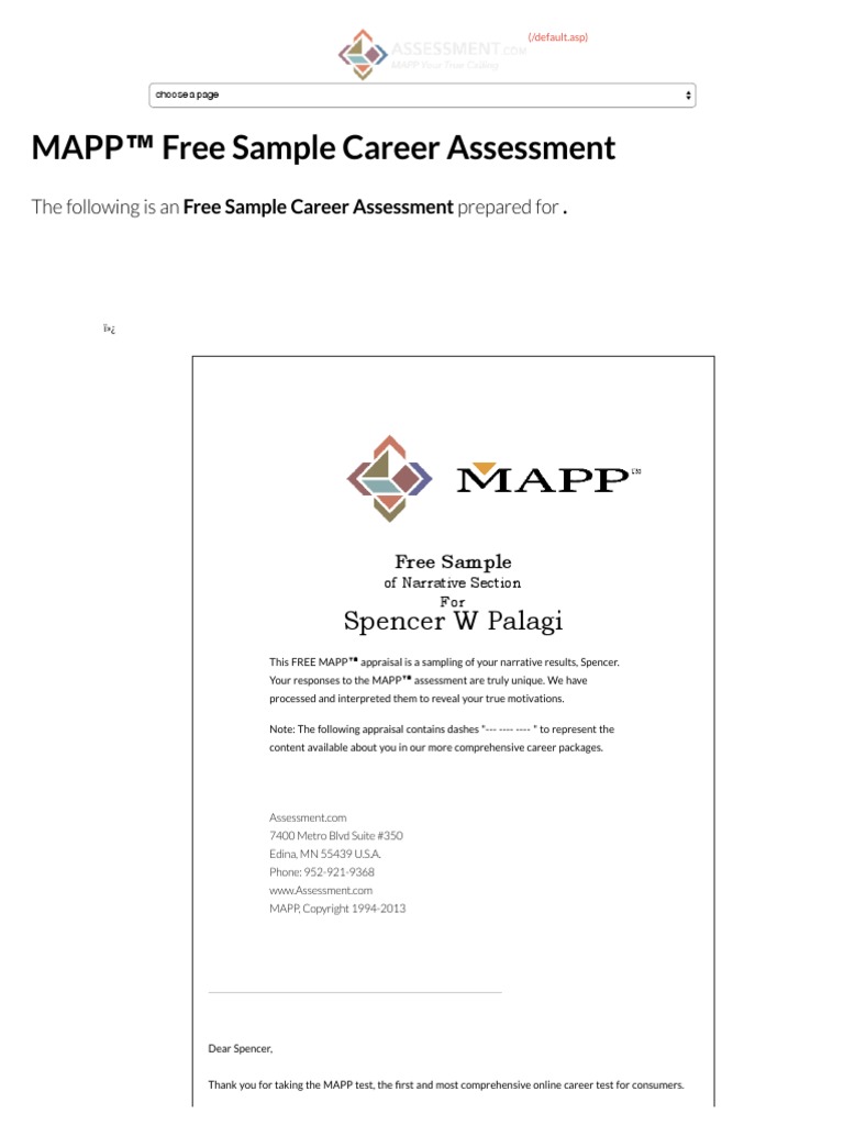 Free Sample Career Assessment | PDF | Intuition | Teaching Mathematics