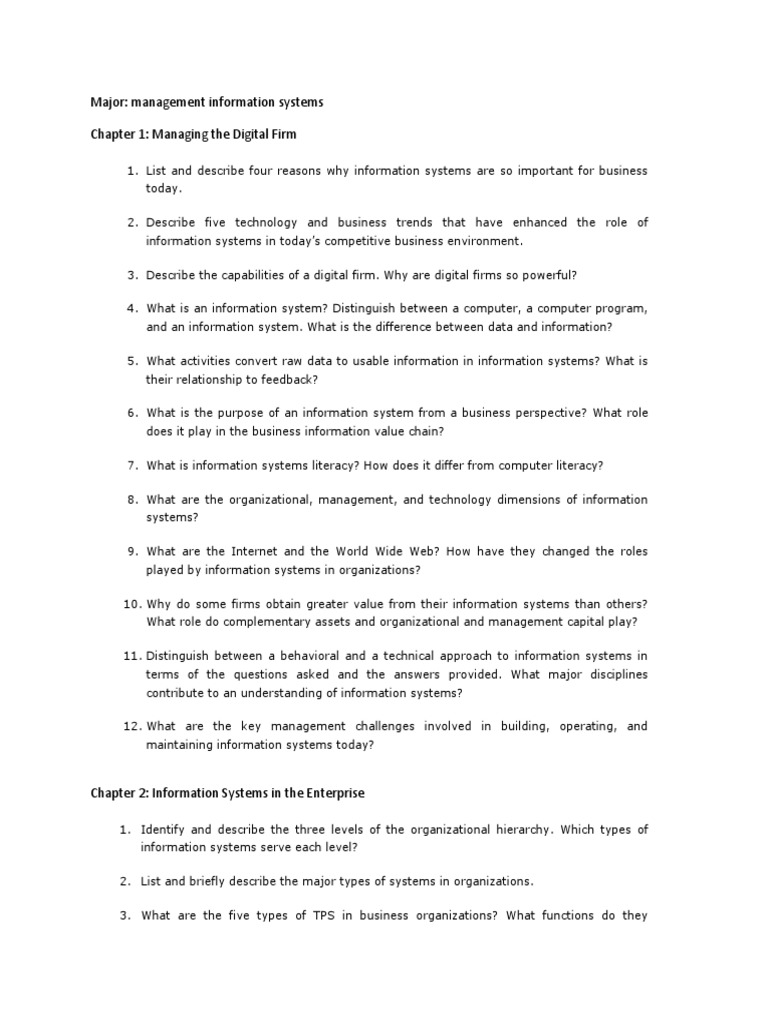 Management Information System Review Questions | PDF | Information ...