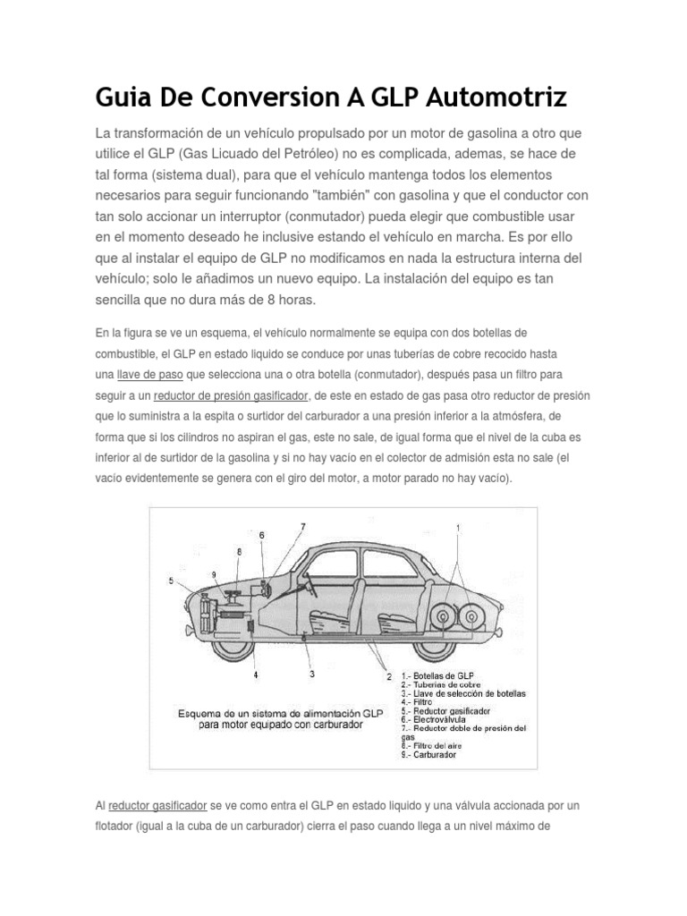 Guia de Conversion A GLP Automotriz | PDF | Carburador | Propano