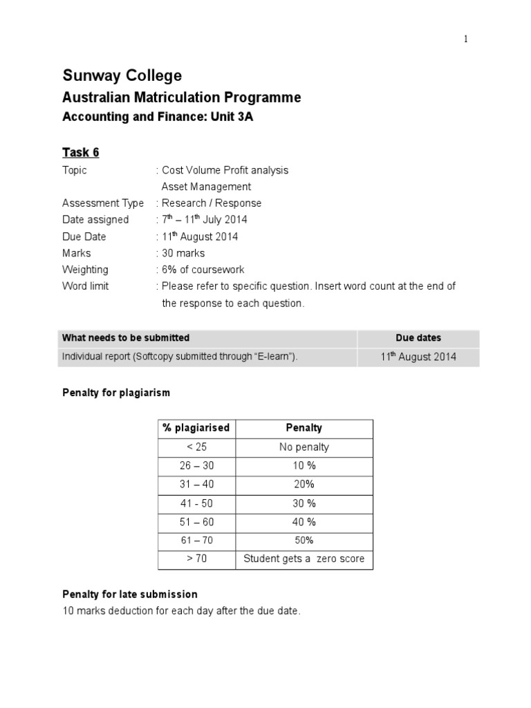Sunway College: Australian Matriculation Programme | PDF | Economics ...