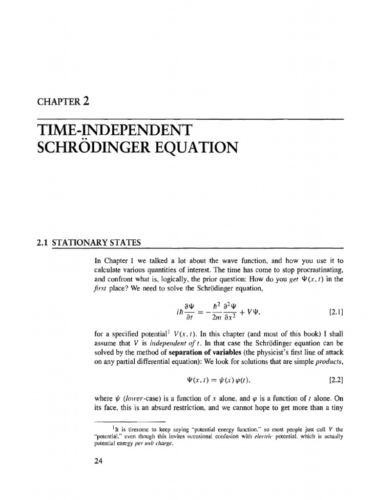 Time-Independent Schrödinger Equation | PDF | Wave Function | Equations
