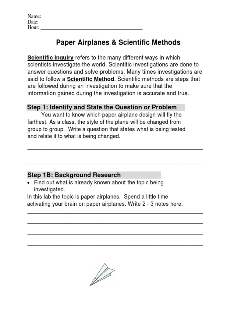 Paper Airplanes and Scientific Method | PDF | Chart | Scientific Method