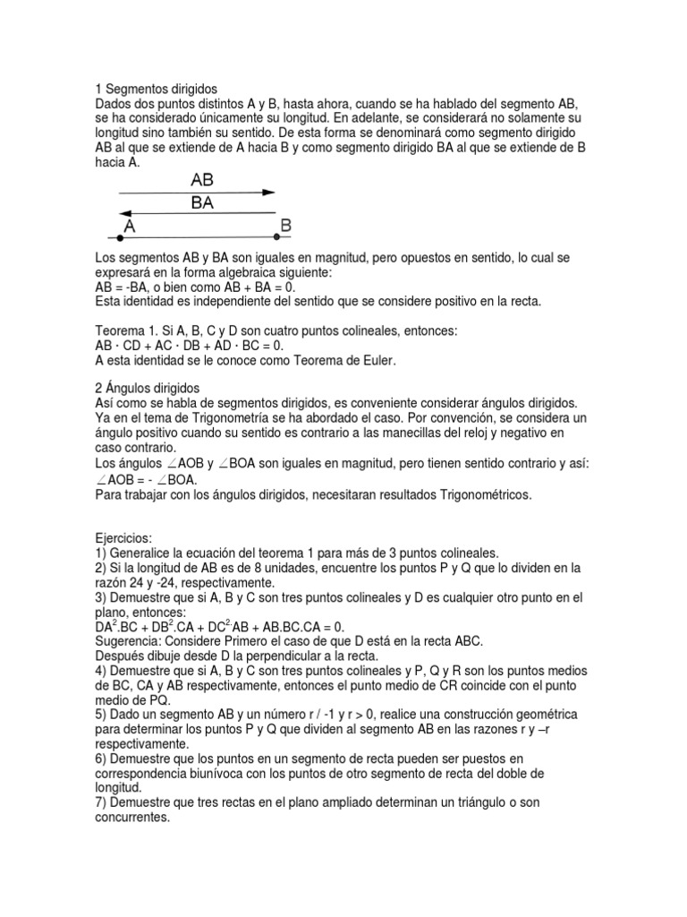 Segmentos Dirigidos y Teoremas Asociados | PDF | Triángulo | Circulo