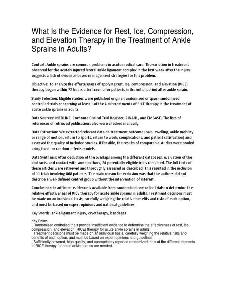 What Is The Evidence For Rest, Ice, Compression, and Elevation Therapy ...