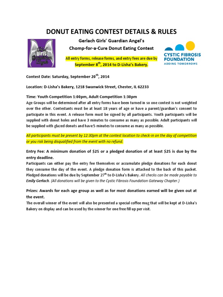 CF Donut Eating Contest Form | PDF | Consent | Doughnut