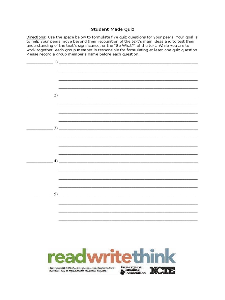 Student Made Quiz Challenges 2014 | PDF