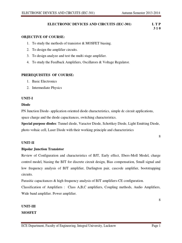 B.tech ECE Third Semester Syllabus | PDF | Waveguide | Mosfet