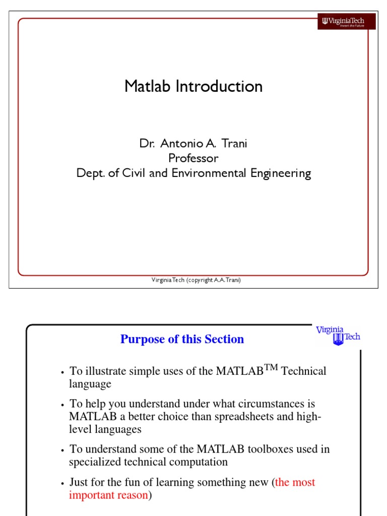Matlab Intro Pdf Matlab C Programming Language