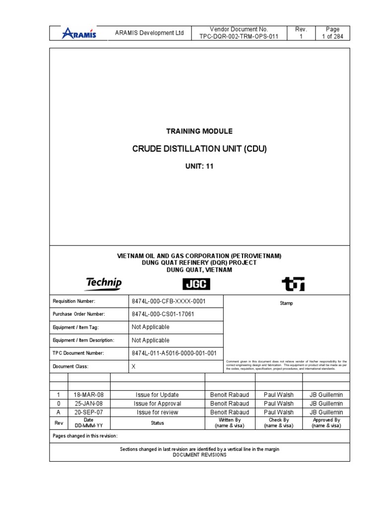 Tpc-Dqr-002-Trm-Ops-011 Cdu R1 | PDF | Oil Refinery | Petroleum