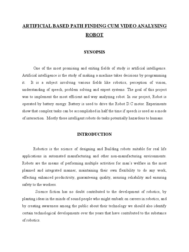 Automatic Path Finding Robot for Video Analysis and Obstacle Avoidance ...