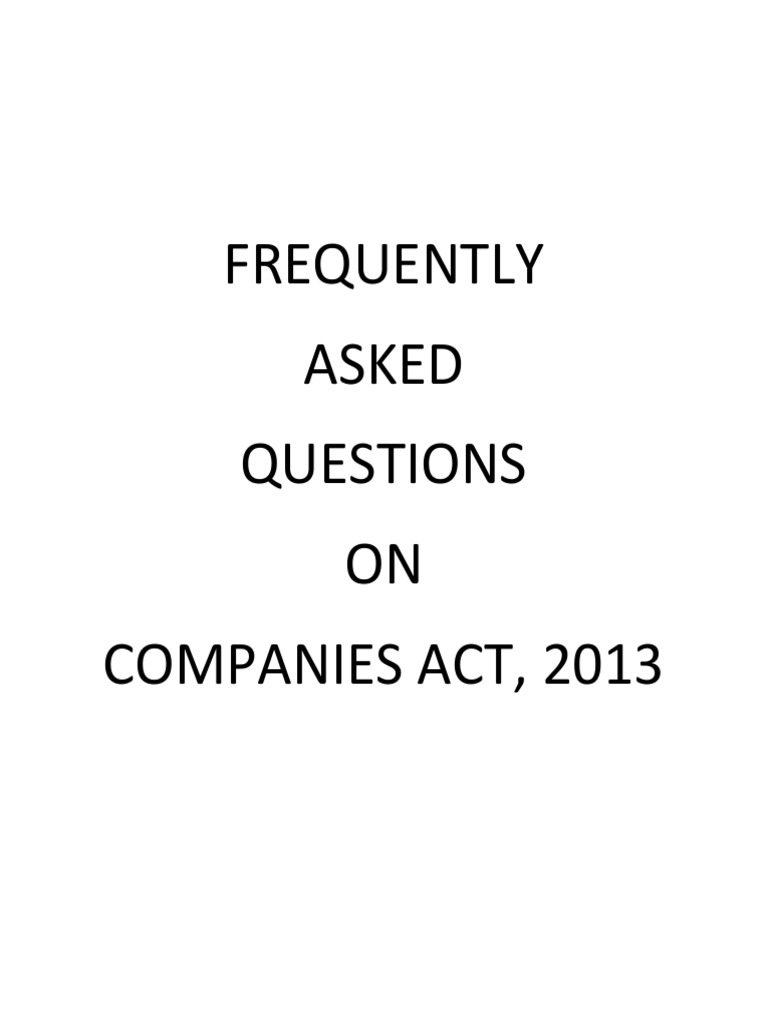 FAQ For Company Law 2013 | PDF | Board Of Directors | Corporate Social ...