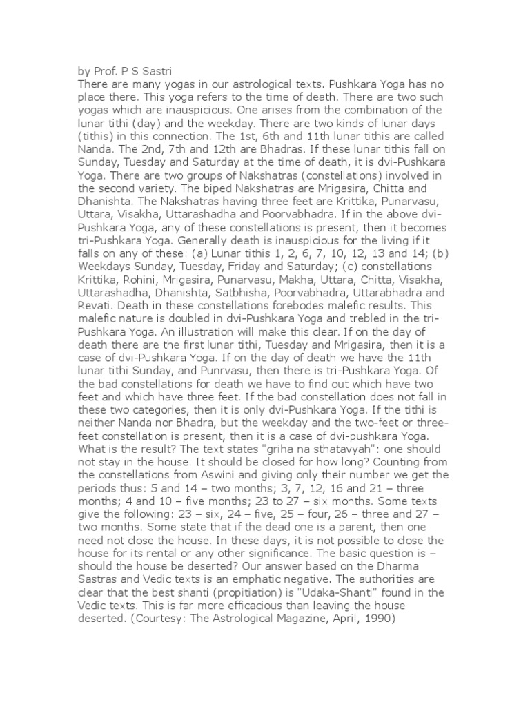 Pushkara Yoga | PDF | Ancient Astronomy | Occult