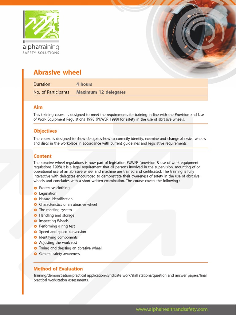 Abrasive Wheel | PDF | First Aid | Educational Assessment