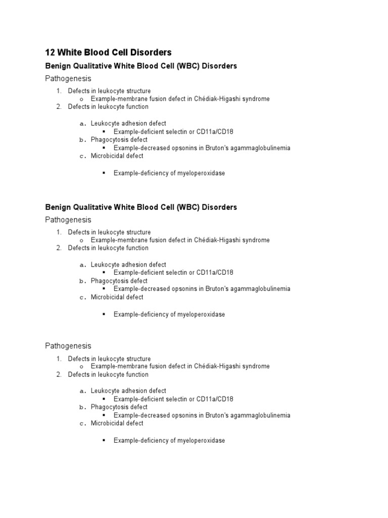 12 White Blood Cell Disorders | PDF | White Blood Cell | Leukemia