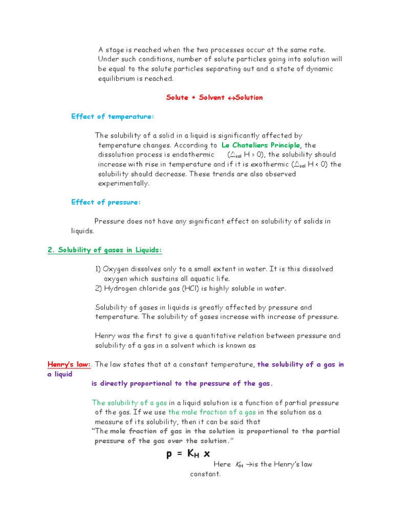 Solute + Solvent Solution: Effect of Temperature | PDF | Solubility ...