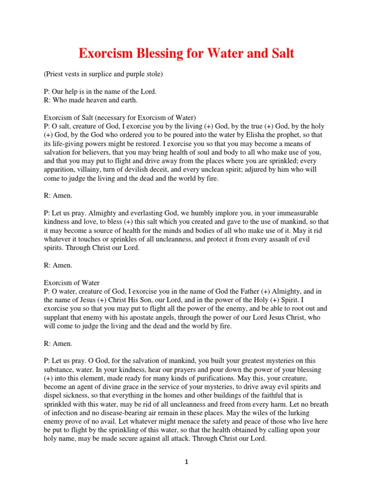 Exorcism Blessing for Water and Salt | Exorcism | Last Judgment