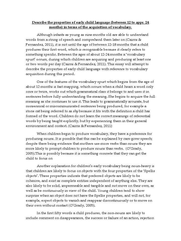 Child Language Acquisition | PDF | Language Acquisition | Vocabulary
