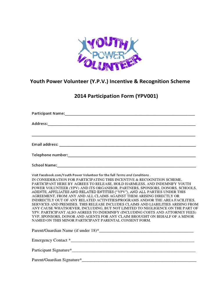 2014 YPV Participant Form | PDF