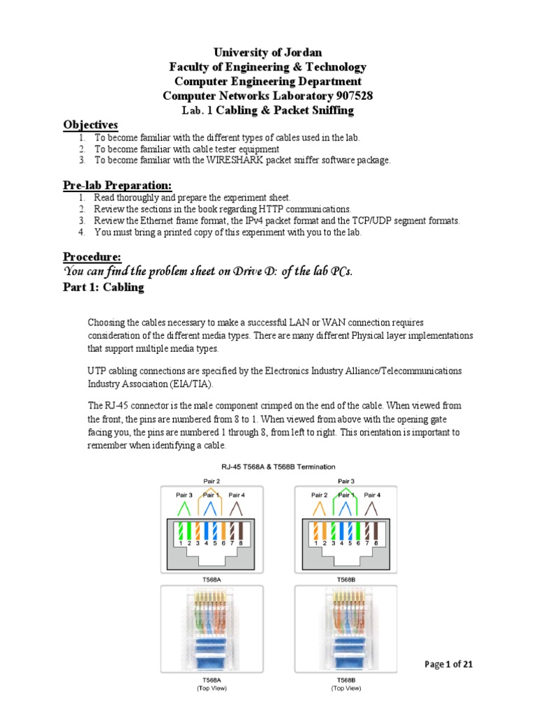 Exp1 Cabling and Wireshark | PDF | Communications Protocols | Network Packet