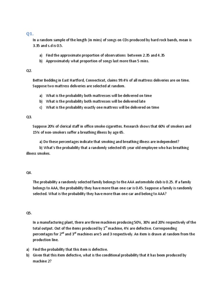 QM Problem Sheet | PDF | Advertising | Standard Deviation