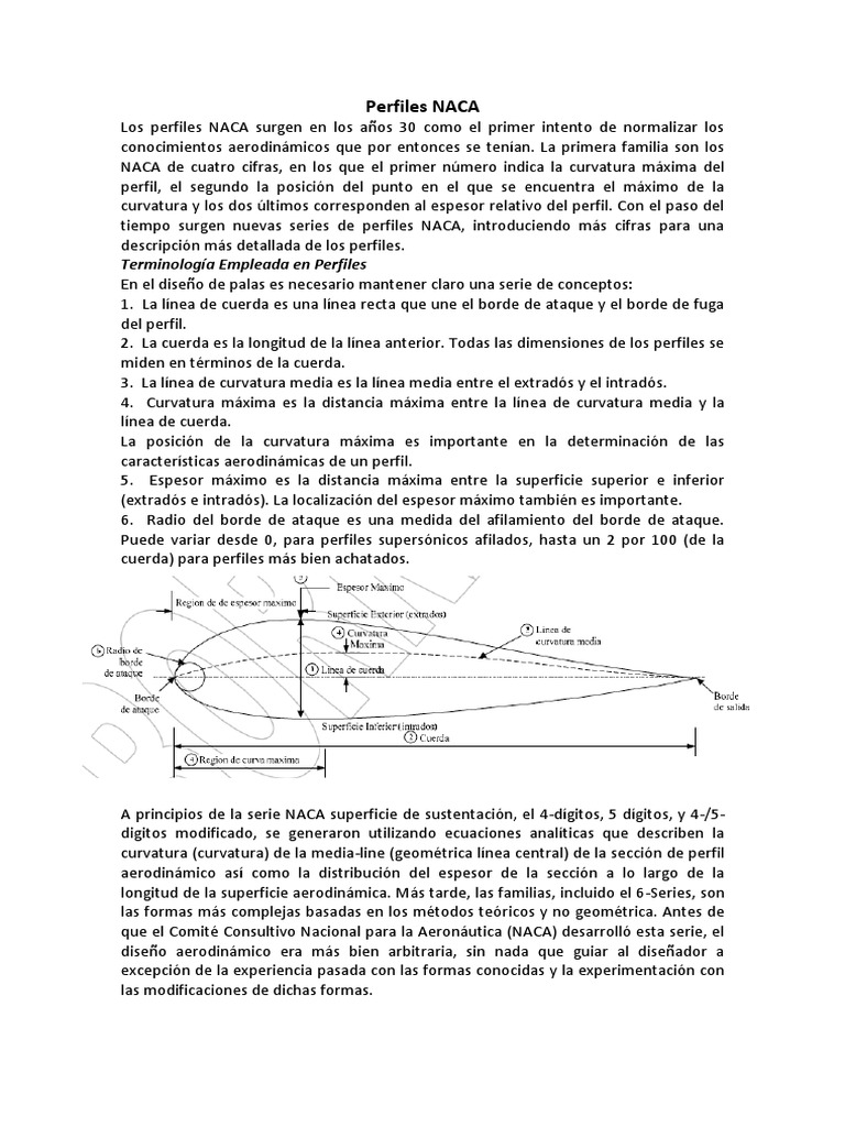 Perfiles NACA PDF | PDF | Superficie sustentadora | Levantar (Fuerza)