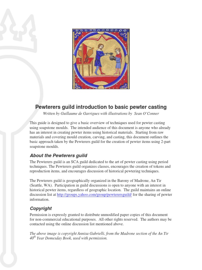Pewterers Guild Introduction To Basic Pewter Casting | PDF | Cookware ...