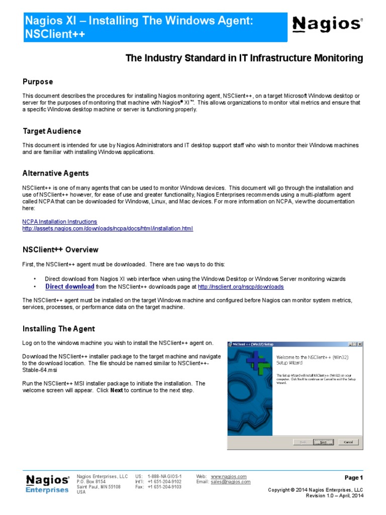 Installing The Windows Agent NSClient++ For Nagios XI | PDF | Desktop ... Installing The Windows Agent NSClient++ For Nagios XI | PDF | Desktop ...