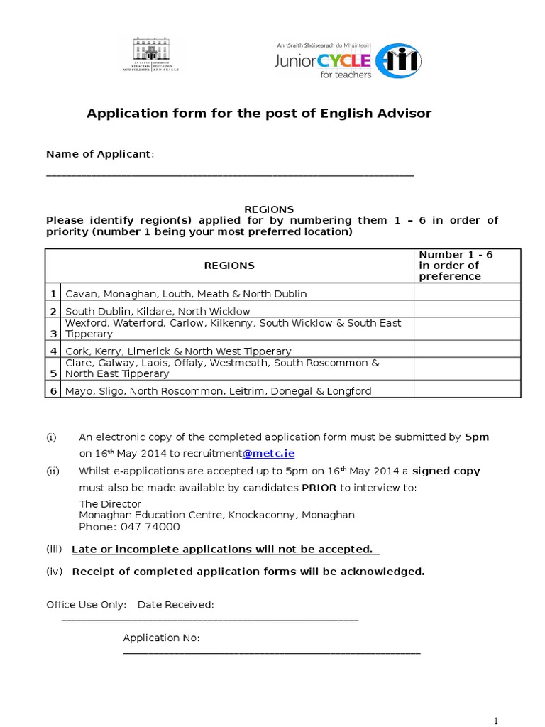 English Advisor Application Form Template | PDF | Gaelic Games | Business