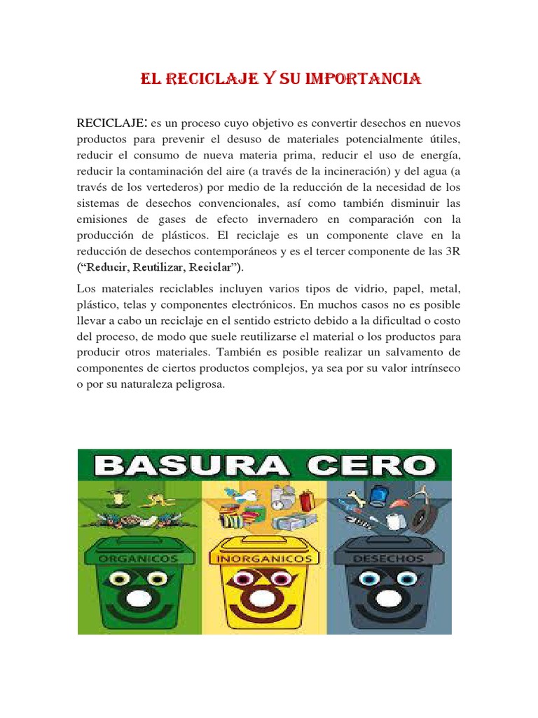 El Reciclaje y Su Importancia | Reciclaje | Contaminación