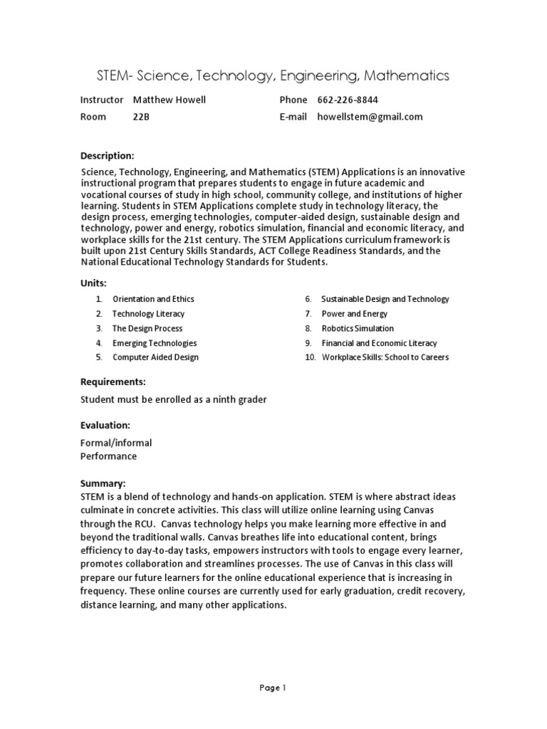 Stem Syllabus | PDF